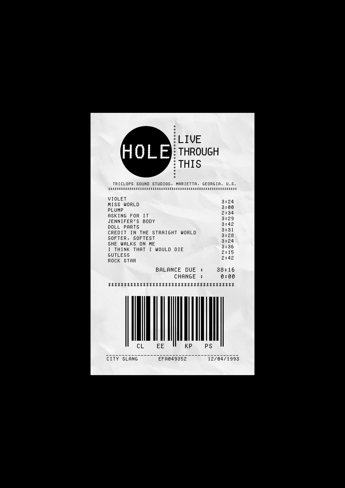 Hole 'live Through This' Rock N Roll Receipt A3 Poster Print - Etsy