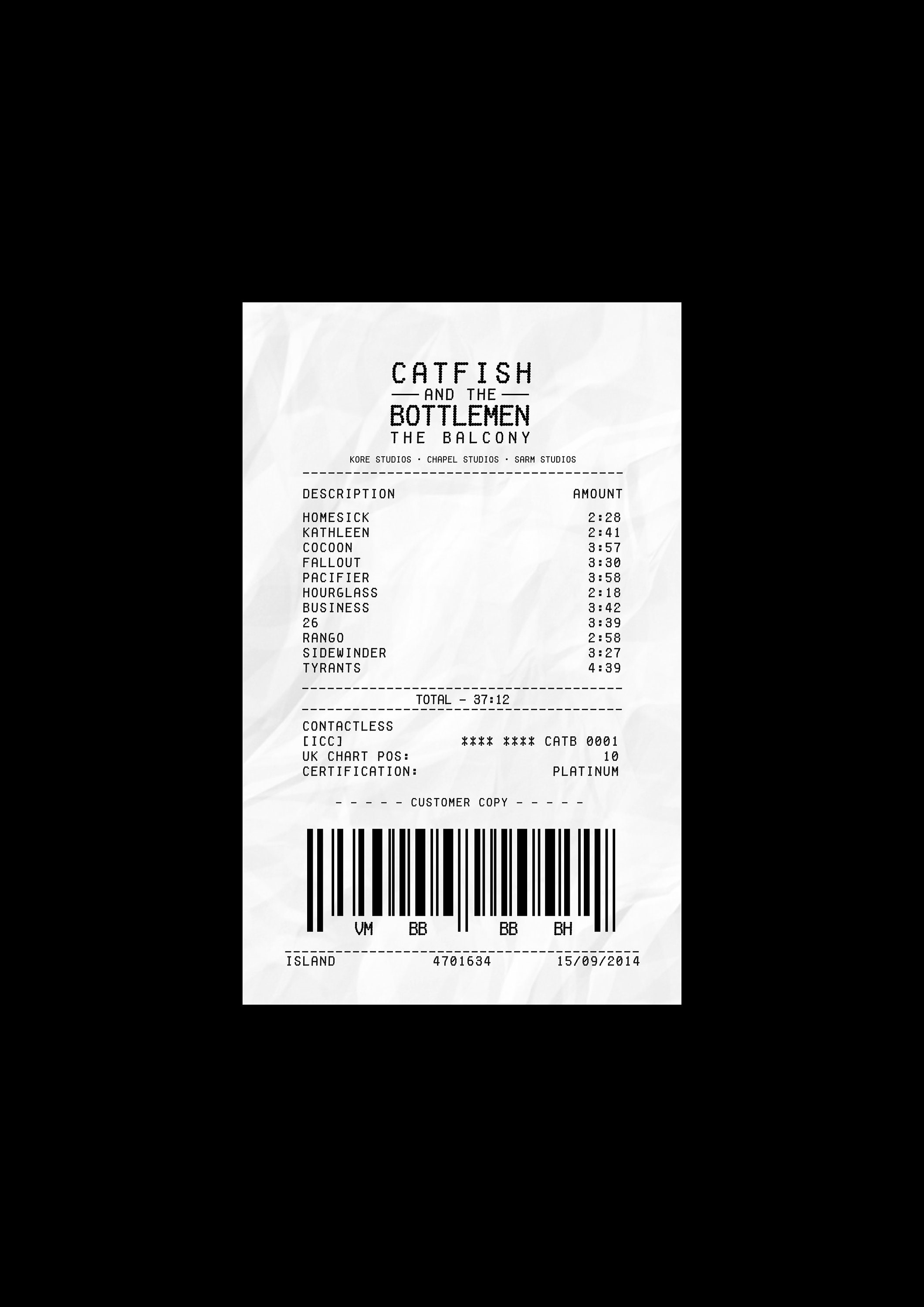 Rock N Roll Receipt A3 Poster Print Inspired by Catfish & the Bottlemen ...