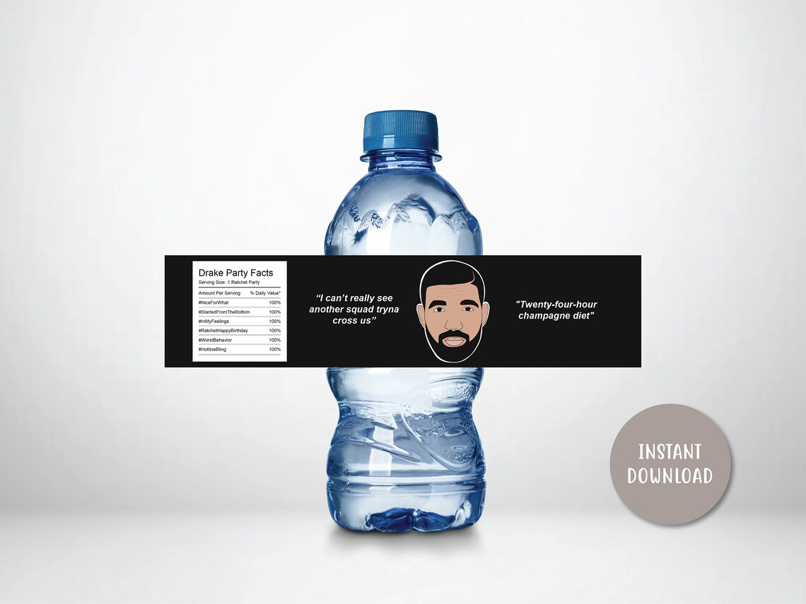 PRINTABLE Drake Water Bottle Labels Drake Party Props Champagne Papi ...
