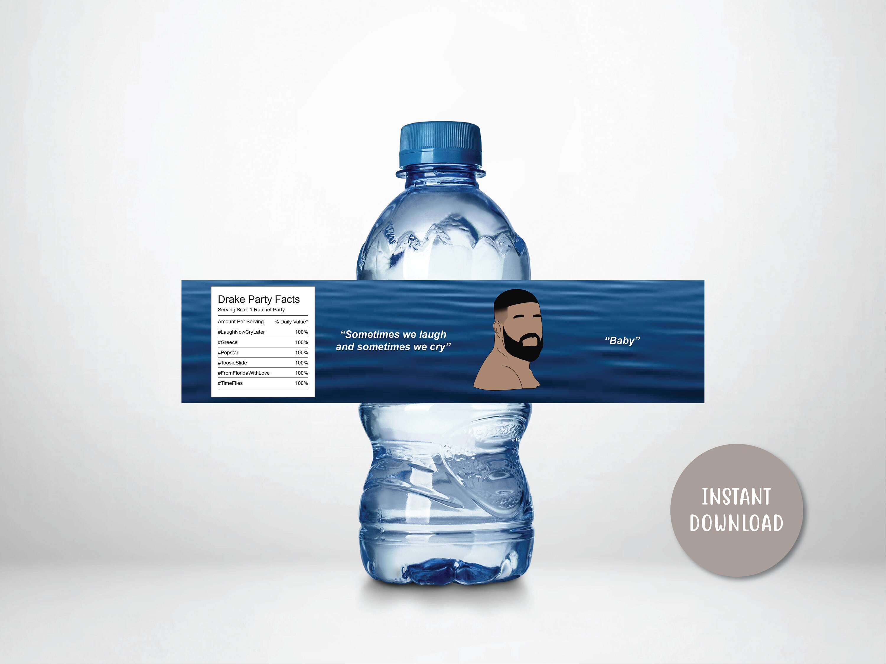PRINTABLE Drake Water Bottle Labels Laugh Now Cry Later Drake Party ...