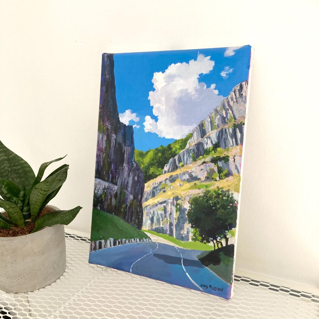 Cheddar Gorge Painting, Original Painting on Canvas, Hiking Gift ...
