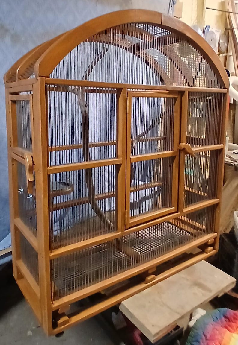 Handmade Parakeet/finch Cage Hardwood and Stainless Bar With Round ...