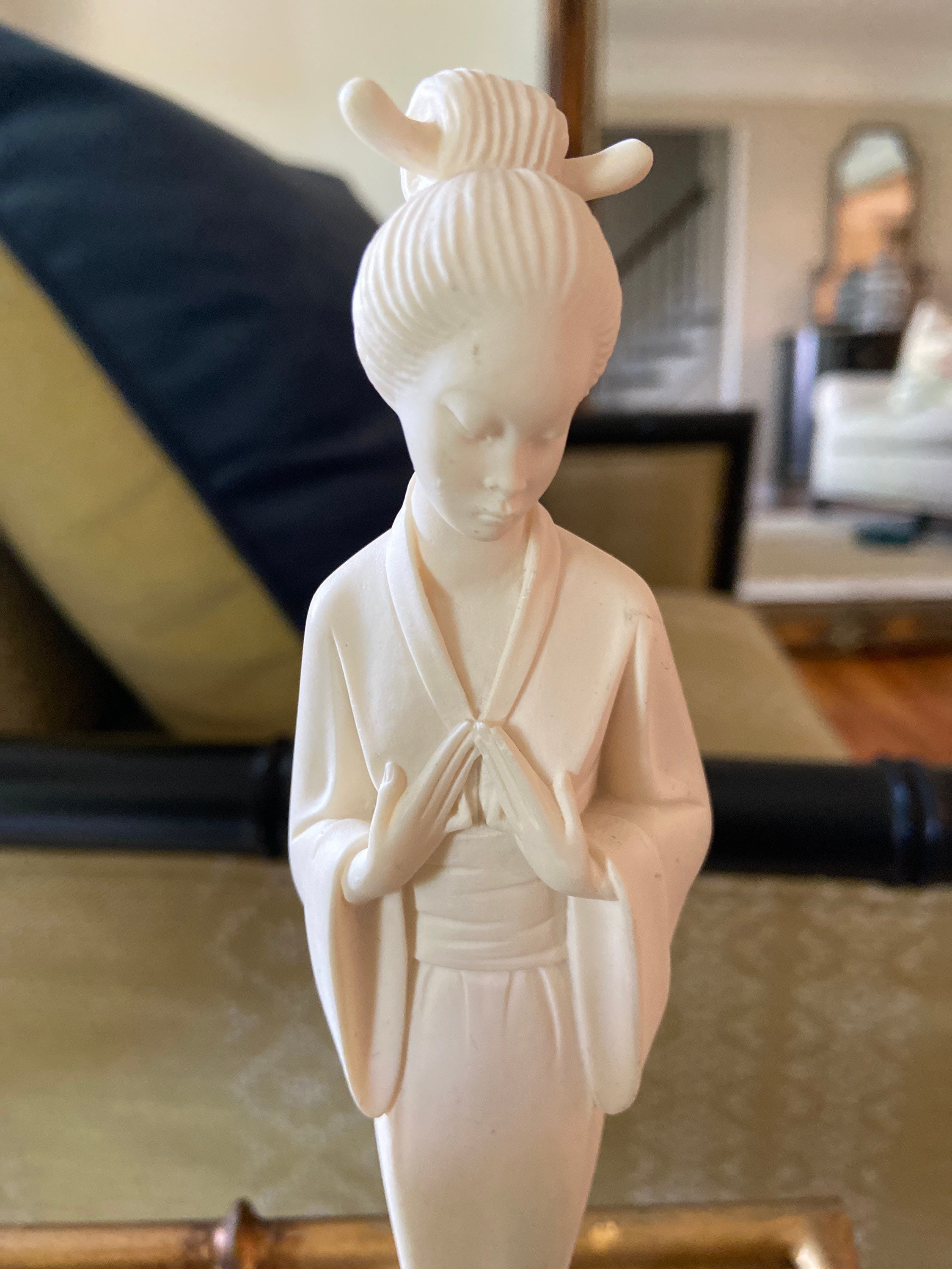Vintage Geisha Statue With Marble Base - Etsy
