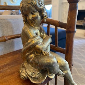 Brass Fragment of Cherub. Possibly From a Vintage Lamp. She is 8” Long ...