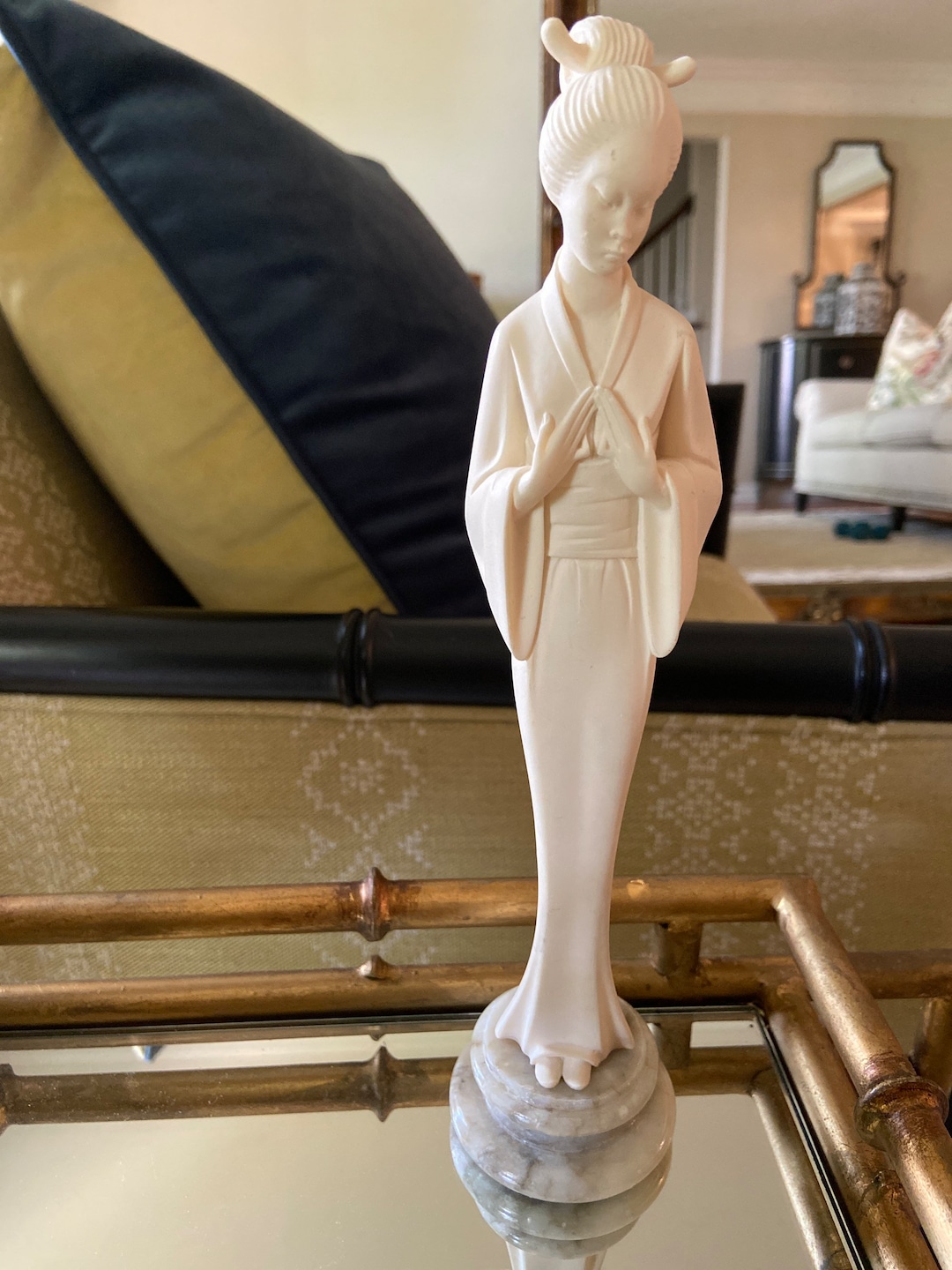 Vintage Geisha Statue With Marble Base - Etsy