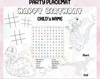 Dinosaur Coloring Placemat, Dino, Personalized, Digital File, Printable ...