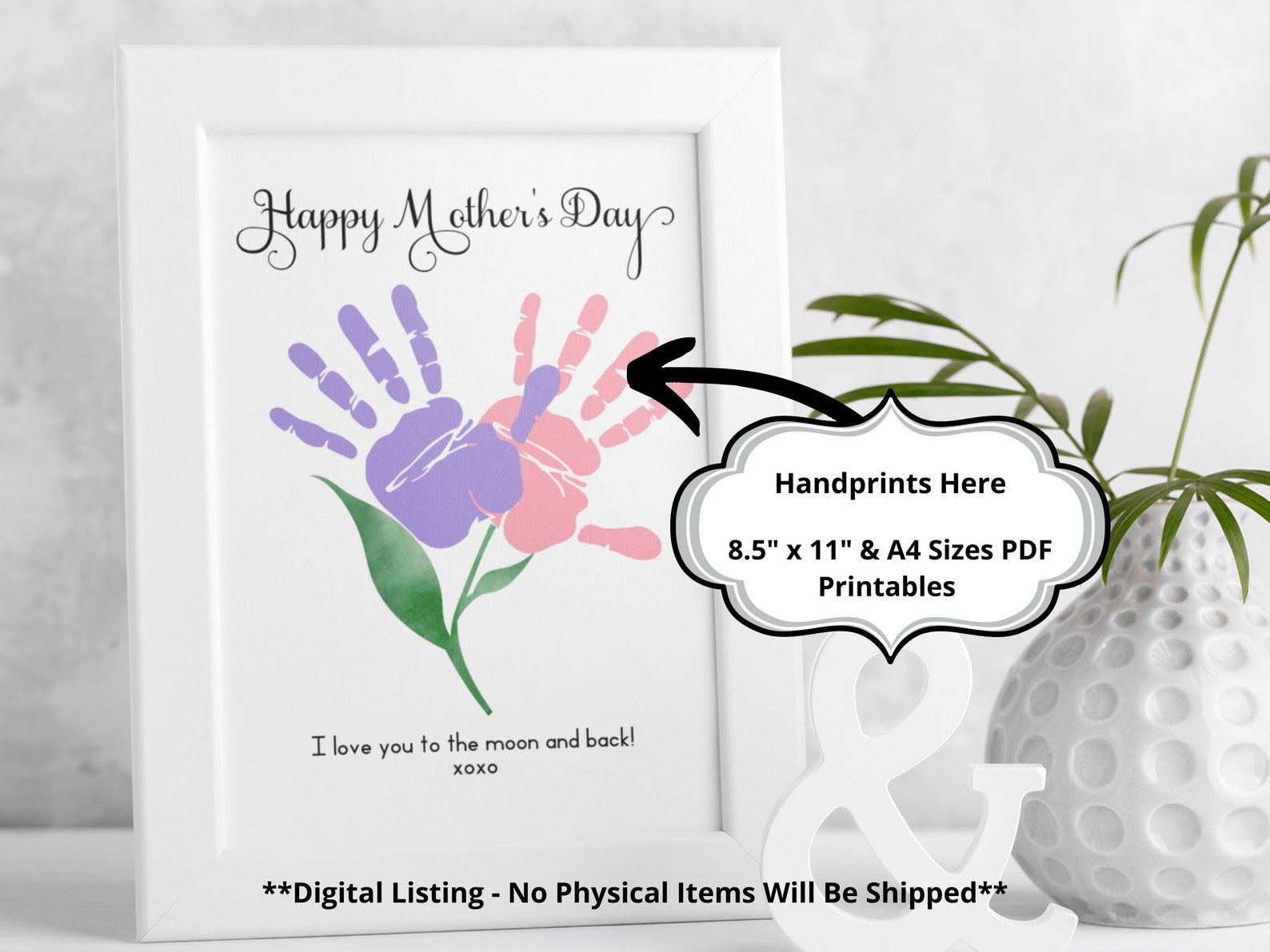 Handprint Art Gift Mother's Day Printable Printable Gift for Mom ...