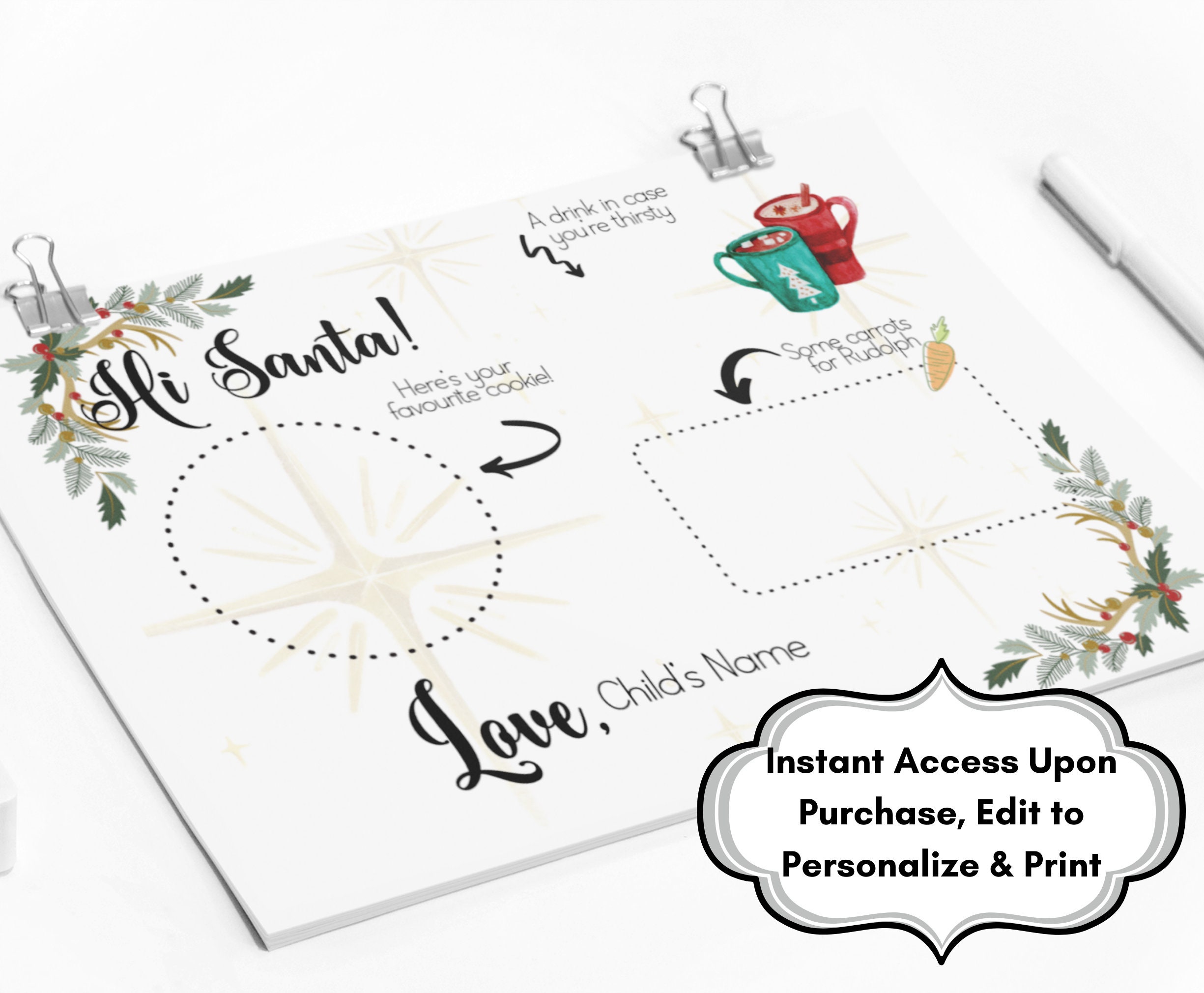 Editable Santa Milk and Cookies Letter Editable Christmas - Etsy Canada