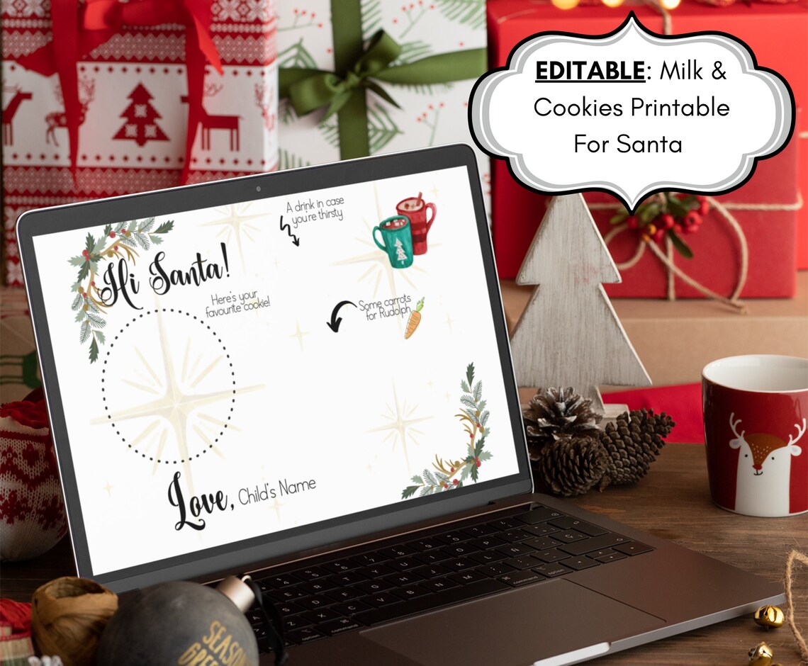 Editable Santa Milk and Cookies Letter Editable Christmas - Etsy Canada