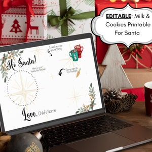 Editable Santa Milk and Cookies Letter Editable Christmas Template for ...