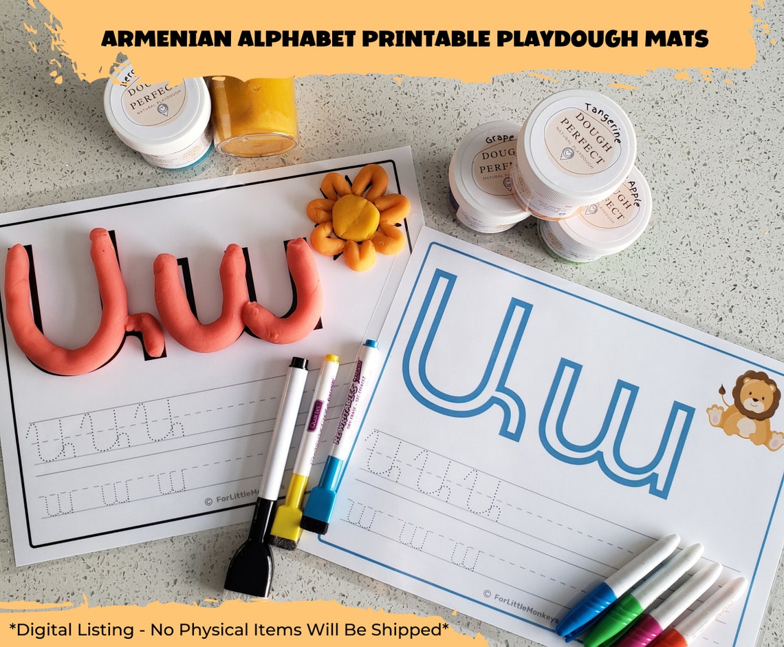 Armenian Kids Gifts Armenian Alphabet Playdough Mats Armenian Letters ...