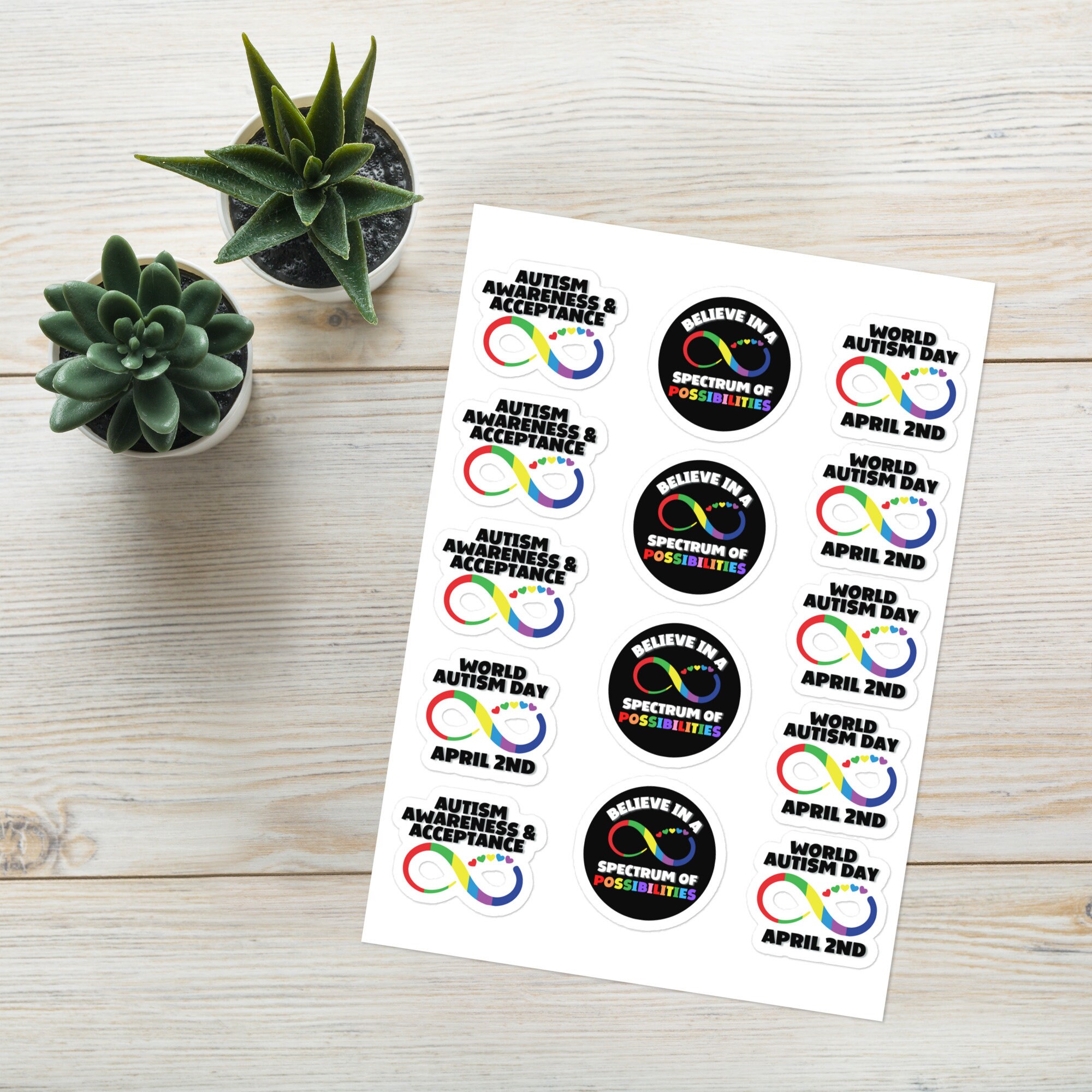 Hoja de calcomanías del Día Mundial del Autismo Aceptación y ...