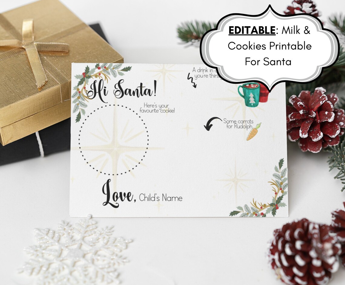 Editable Santa Milk and Cookies Letter Editable Christmas - Etsy Canada