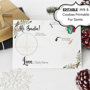 Editable Santa Milk and Cookies Letter Editable Christmas Template for ...