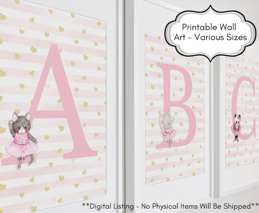 ABC Print Girl Nursery Prints ABC Wall Art Abcs Wall Hanging Set Prints ...