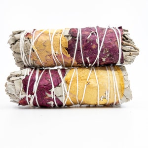 ROSE PETAL White Sage Smudge Sticks | 2 Pieces | California Sage Smudge Stick | House Cleansing ...