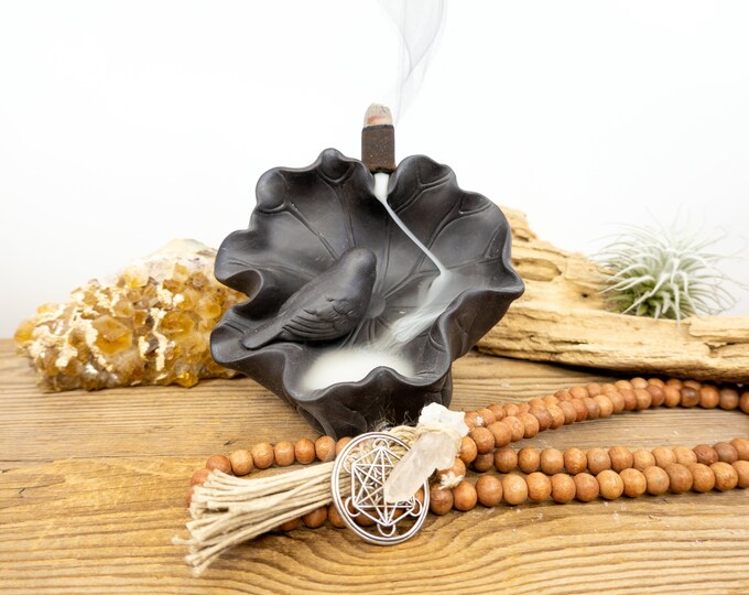 Small BIRD BATH Ceramic Backflow Incense Burner | Holds Stick Incense ...