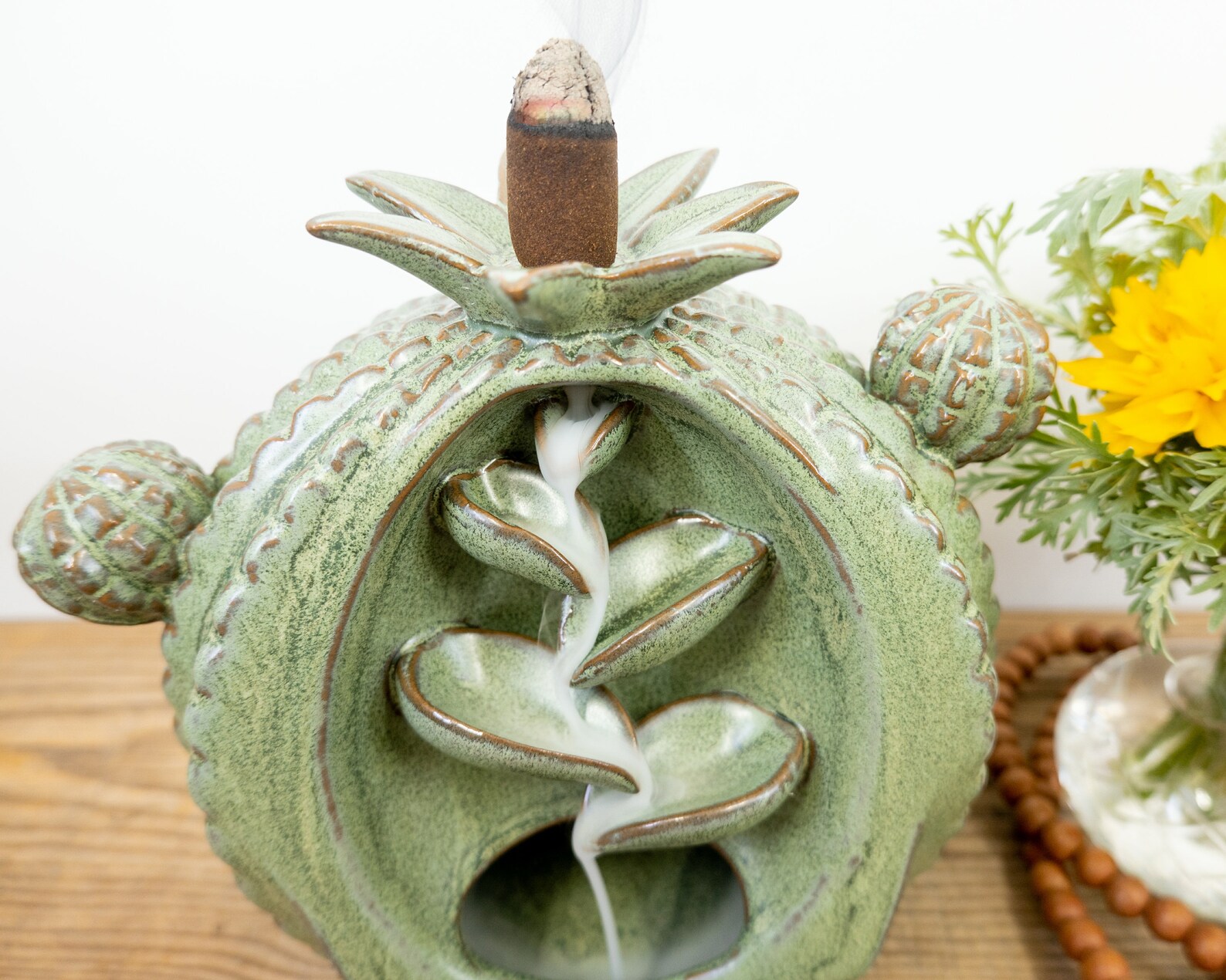 Ceramic Backflow Incense Burner Green Cactus Backflow Burner | Etsy