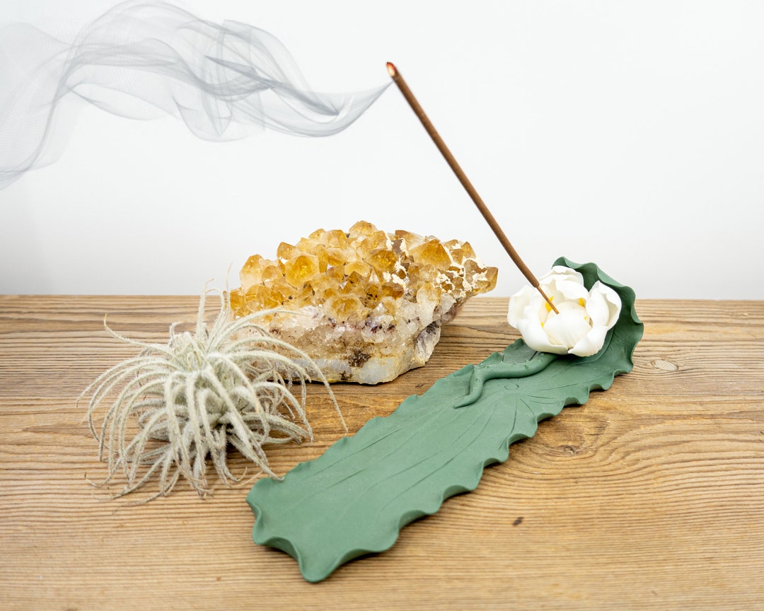 FLOWER Incense Holder Ceramic White Flower Ash Catcher Hand Molded ...