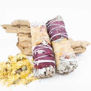 ROSE PETAL White Sage Smudge Sticks | 2 Pieces | California Sage Smudge Stick | House Cleansing ...
