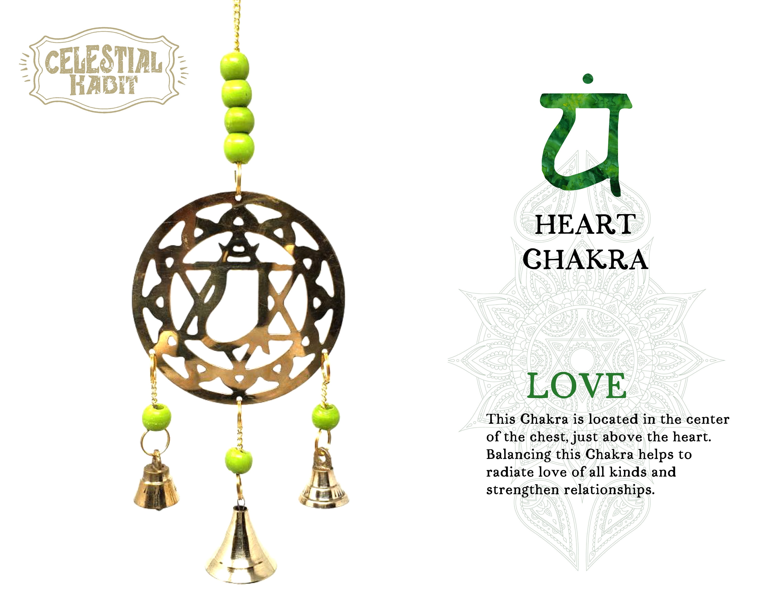 HEART CHAKRA Altar Bell Chime 11 Green Chakra Brass | Etsy