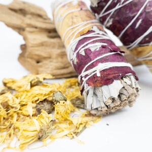 ROSE PETAL White Sage Smudge Sticks | 2 Pieces | California Sage Smudge Stick | House Cleansing ...