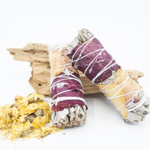 ROSE PETAL White Sage Smudge Sticks | 2 Pieces | California Sage Smudge Stick | House Cleansing ...