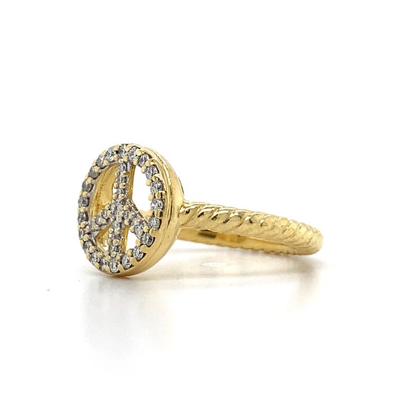 David Yurman 18k Yellow Gold Peace Sign Round White D… - Gem