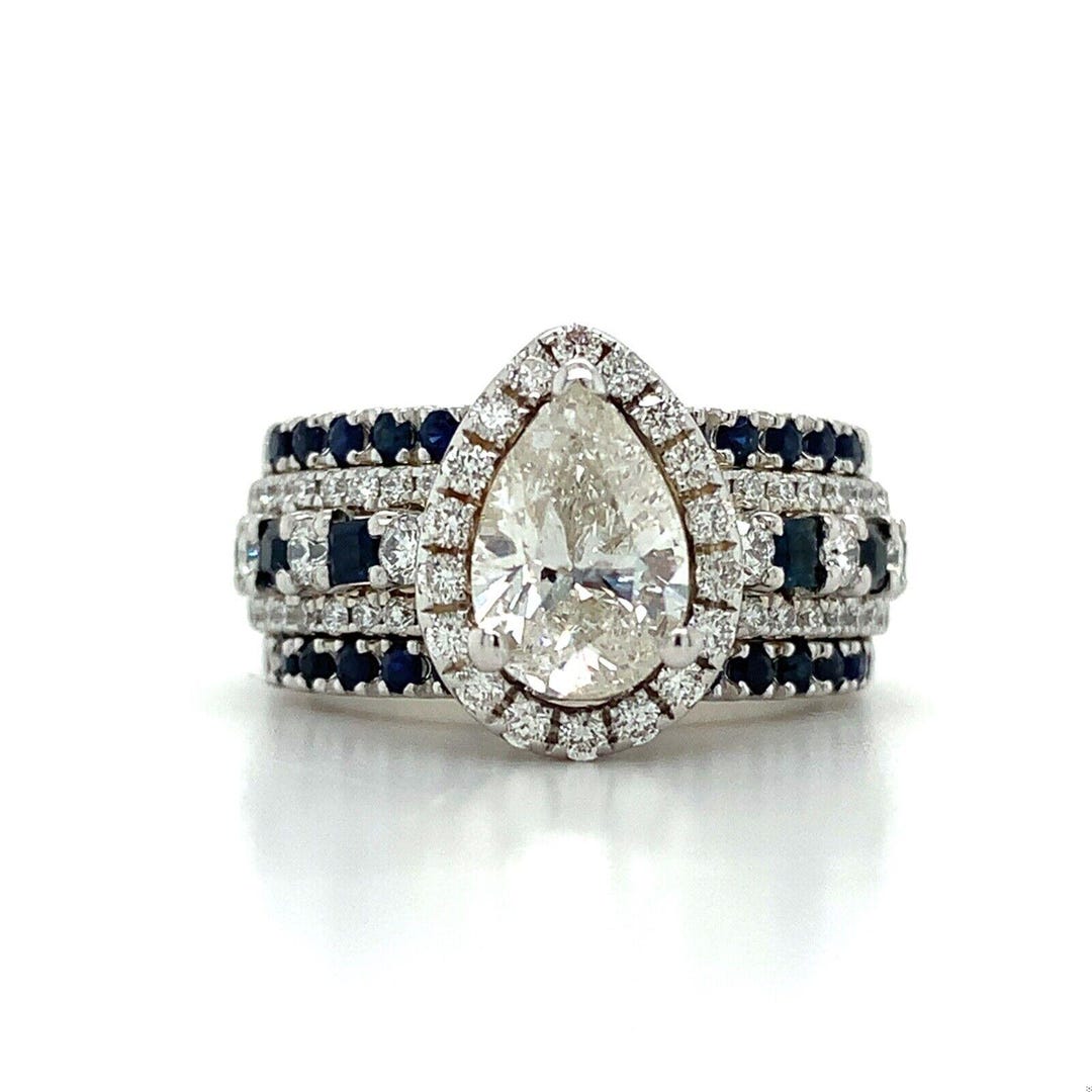 Vera Wang 14k White Gold Egl 1.55ct Pear Shape Center W/ Diamond ...