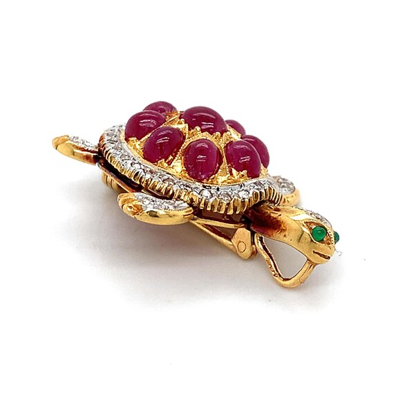 18k Yellow Gold Ruby & Emerald Eye Diamond Articulati… - Gem