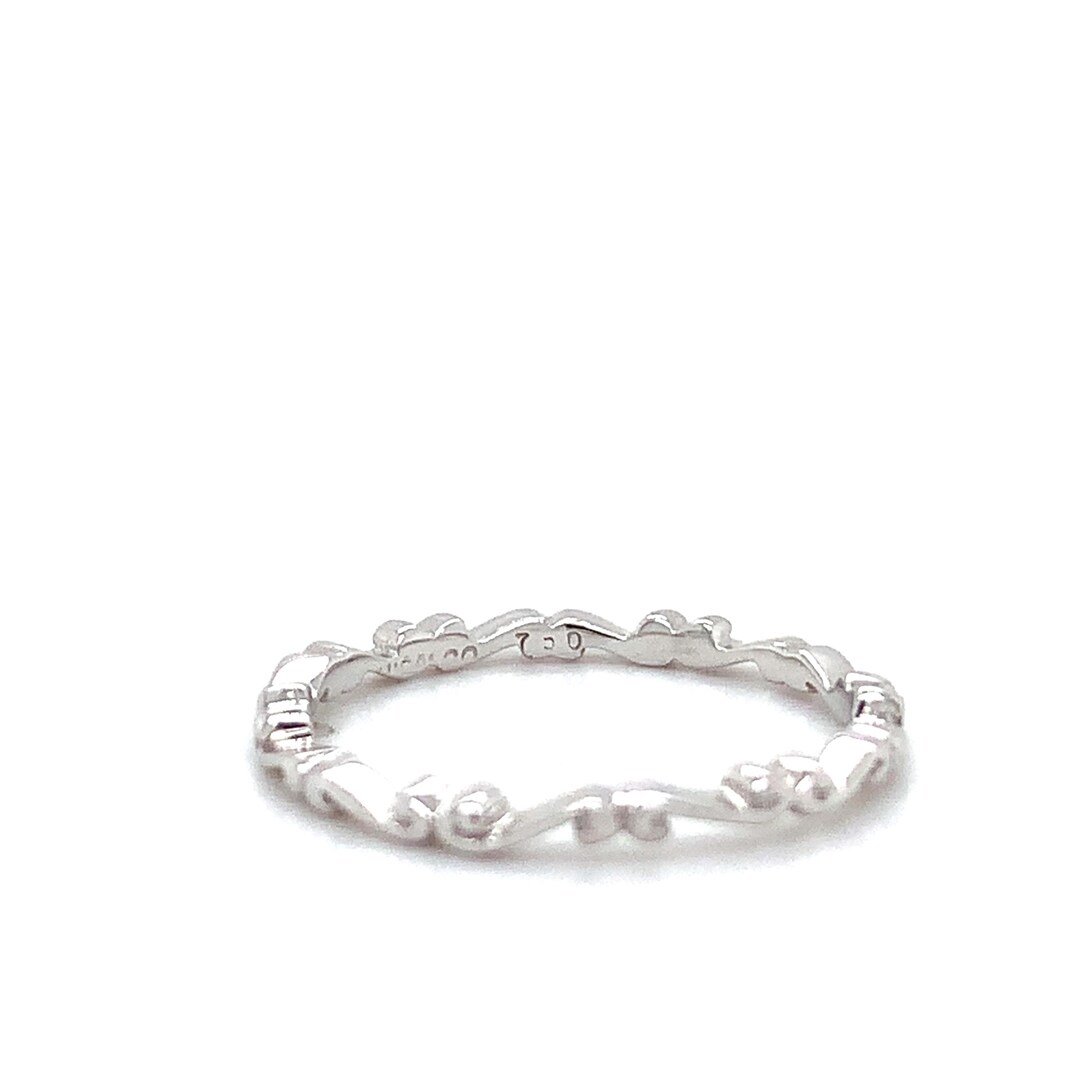 Hidalgo 18k White Gold S Curve Swirl Eternity Stackable Band Ring Size ...