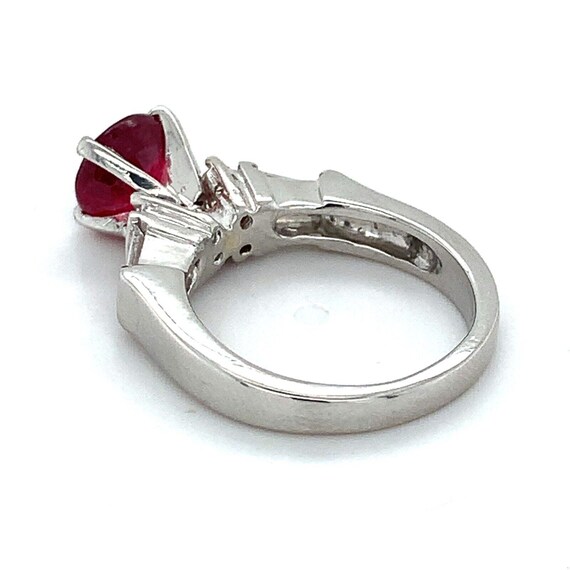 Platinum Round Filled Red Ruby W/ Round & Baguette Cu… - Gem