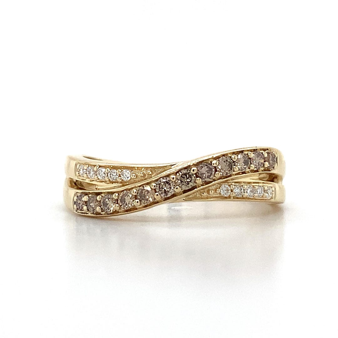 Le Vian 14k Yellow Gold Chocolate Brown & White Round Diamond Cross ...