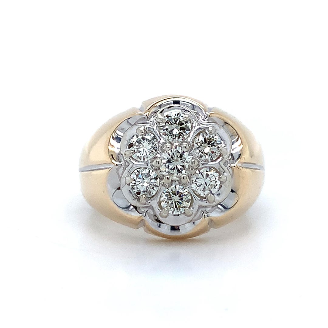 Vintage Men's 14k Yellow/white Gold 7 Stone Round Diamond Kentucky ...