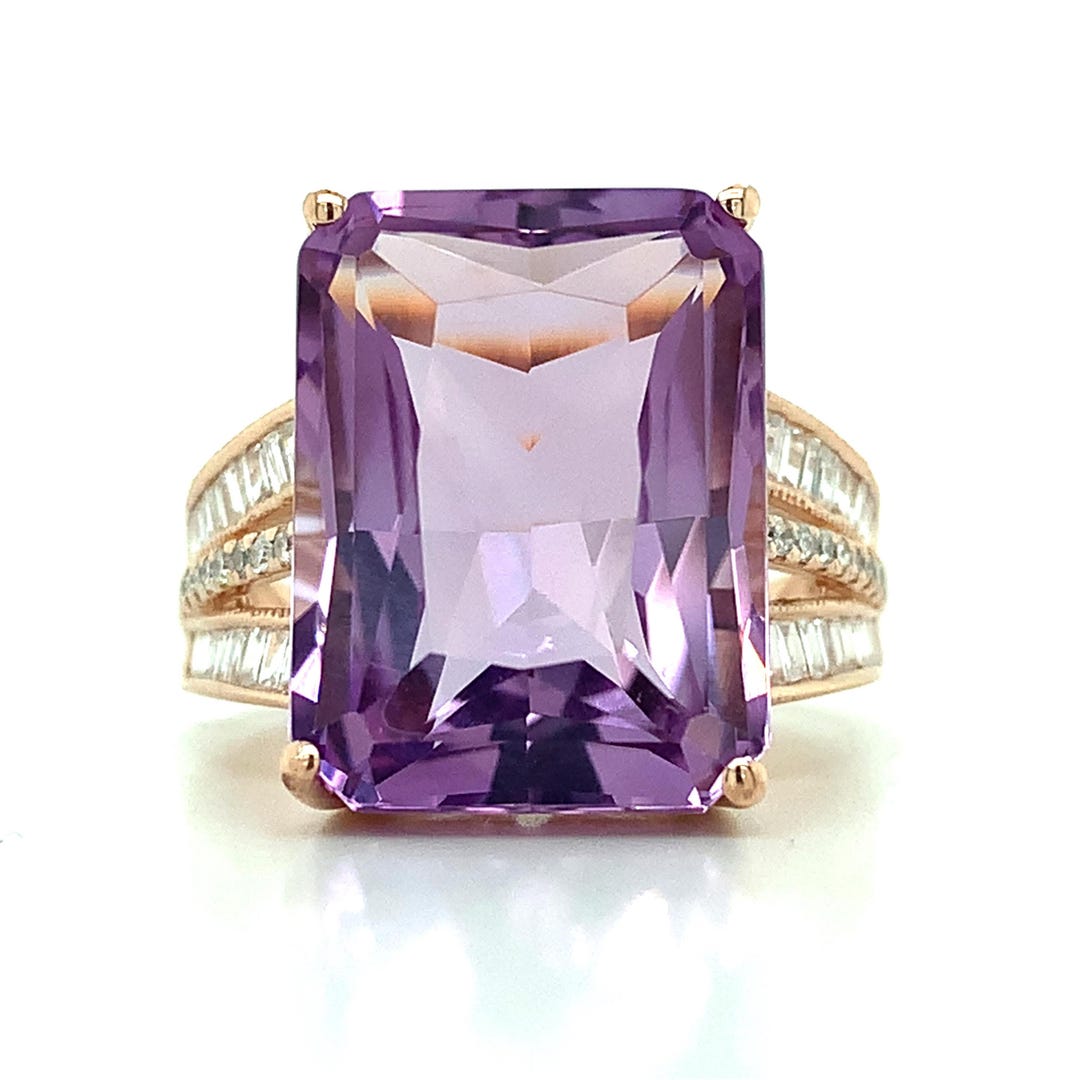 Effy 14k Rose Gold Amethyst Baguette & Round Diamonds Open Cathedral ...
