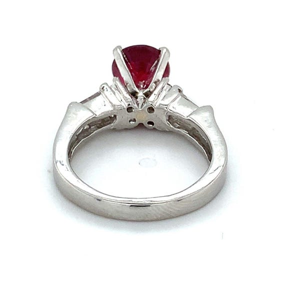 Platinum Round Filled Red Ruby W/ Round & Baguette Cu… - Gem