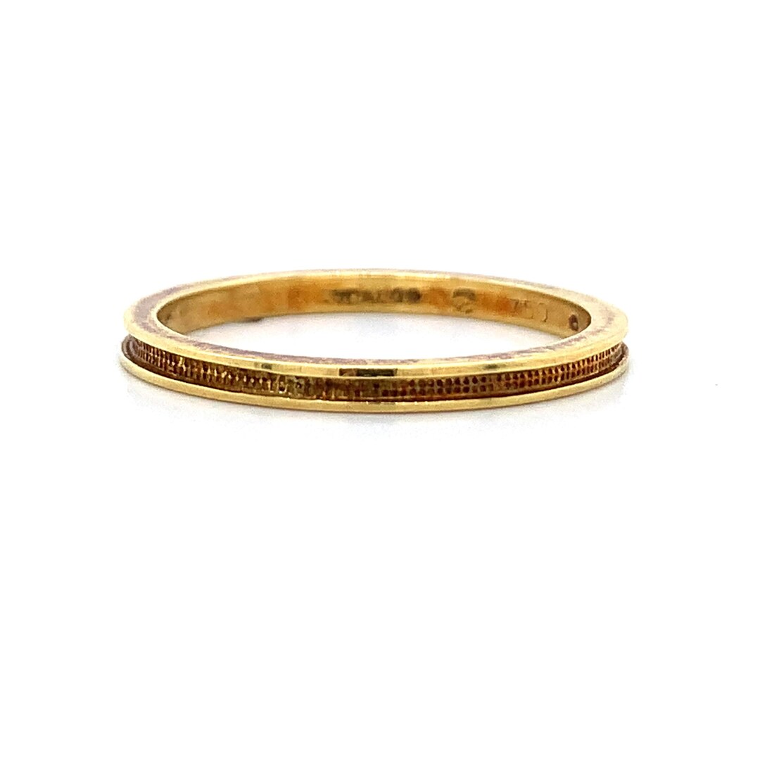 Hidalgo 18k Yellow Gold Milgrain Stackable Band Ring Size 7 - Etsy