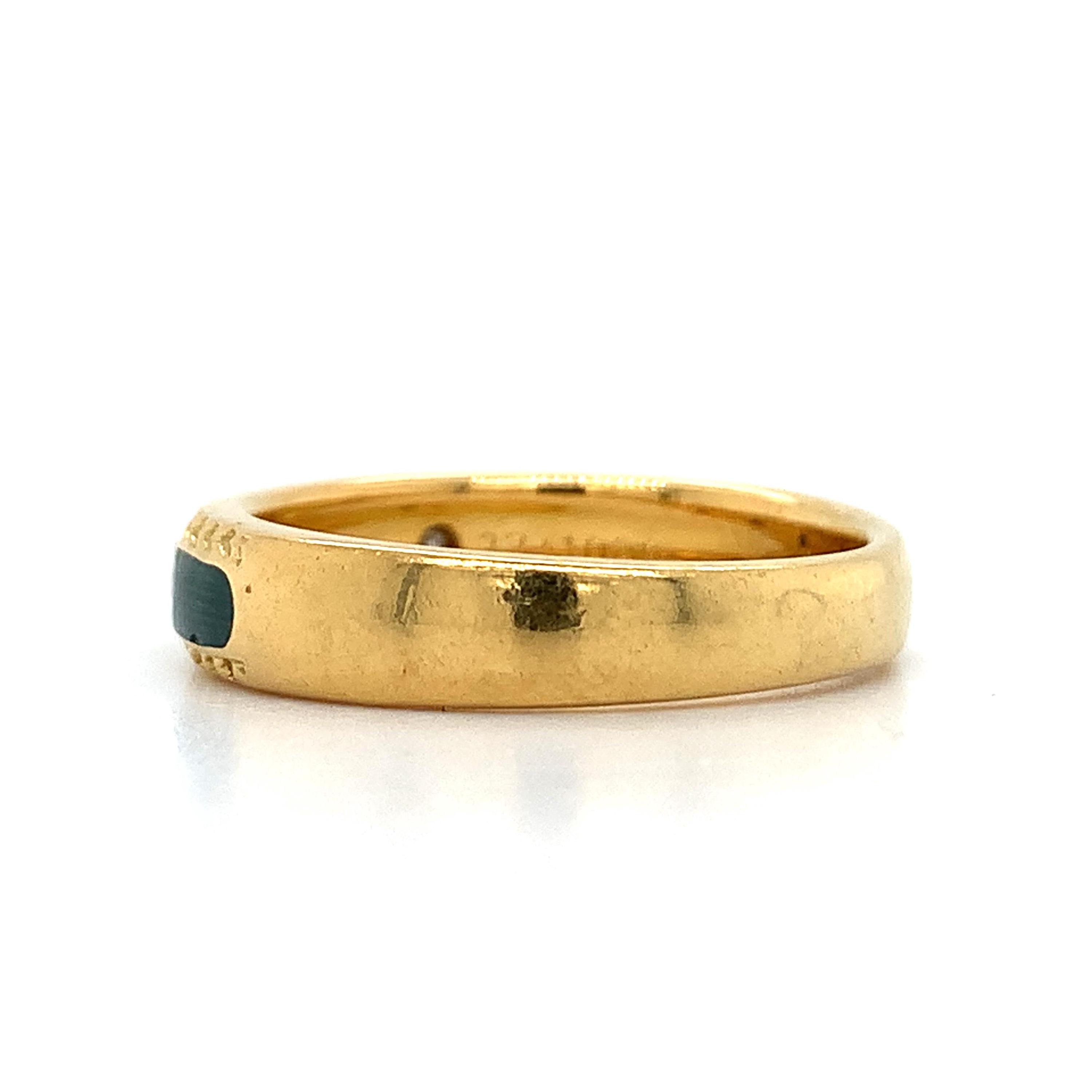 Faberge 18k Yellow Gold Vintage Green Enamel With Three Round Diamonds ...