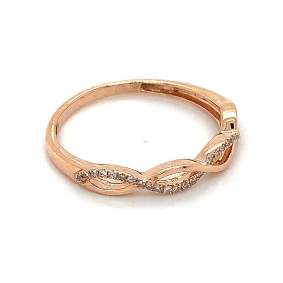 14k Rose Gold Round Single Cut Diamond Twisting Braid… - Gem