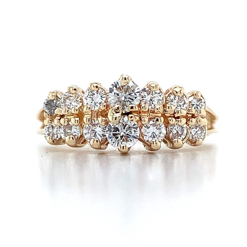 Two Row Diamond Ring - Etsy