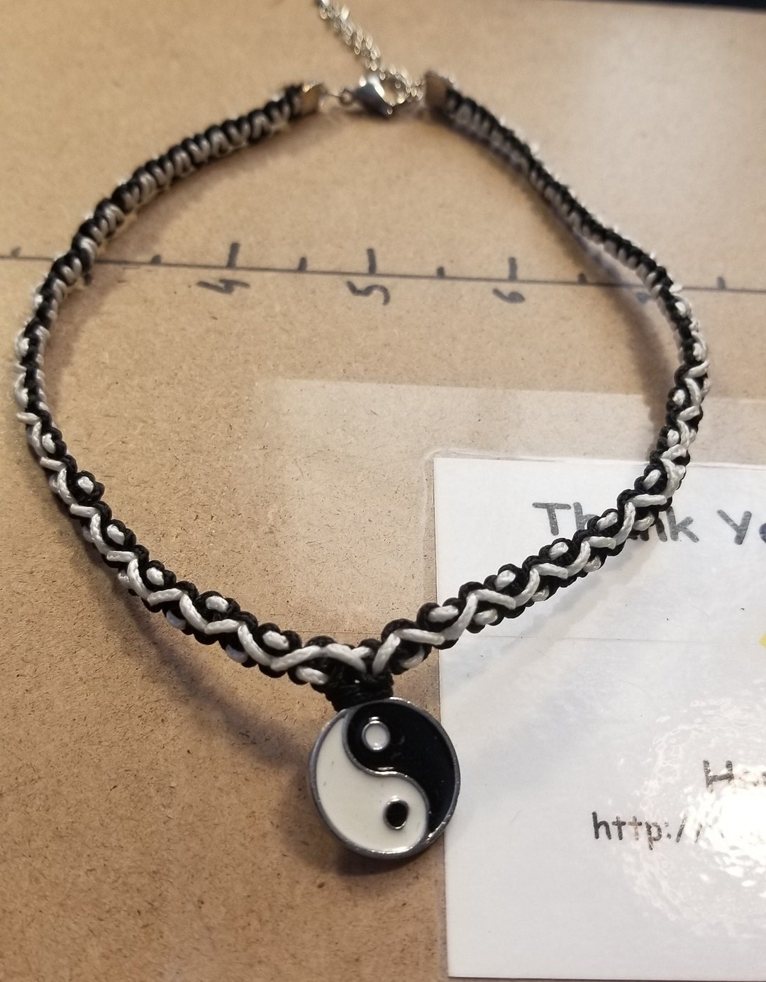 Yin Yang Necklace With Charm. Micro Paracord. Black and White - Etsy