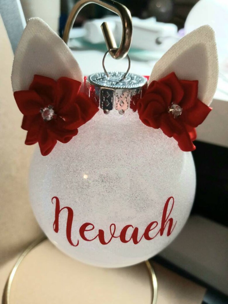 Red and White Cat Glitter Ornament - Etsy