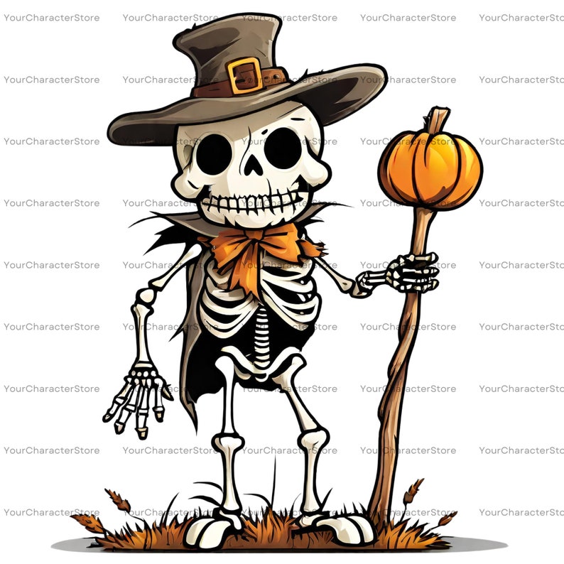 Skeleton Scarecrow Character PNG Jpg Halloween PNG Jpg Skeleton Clipart ...
