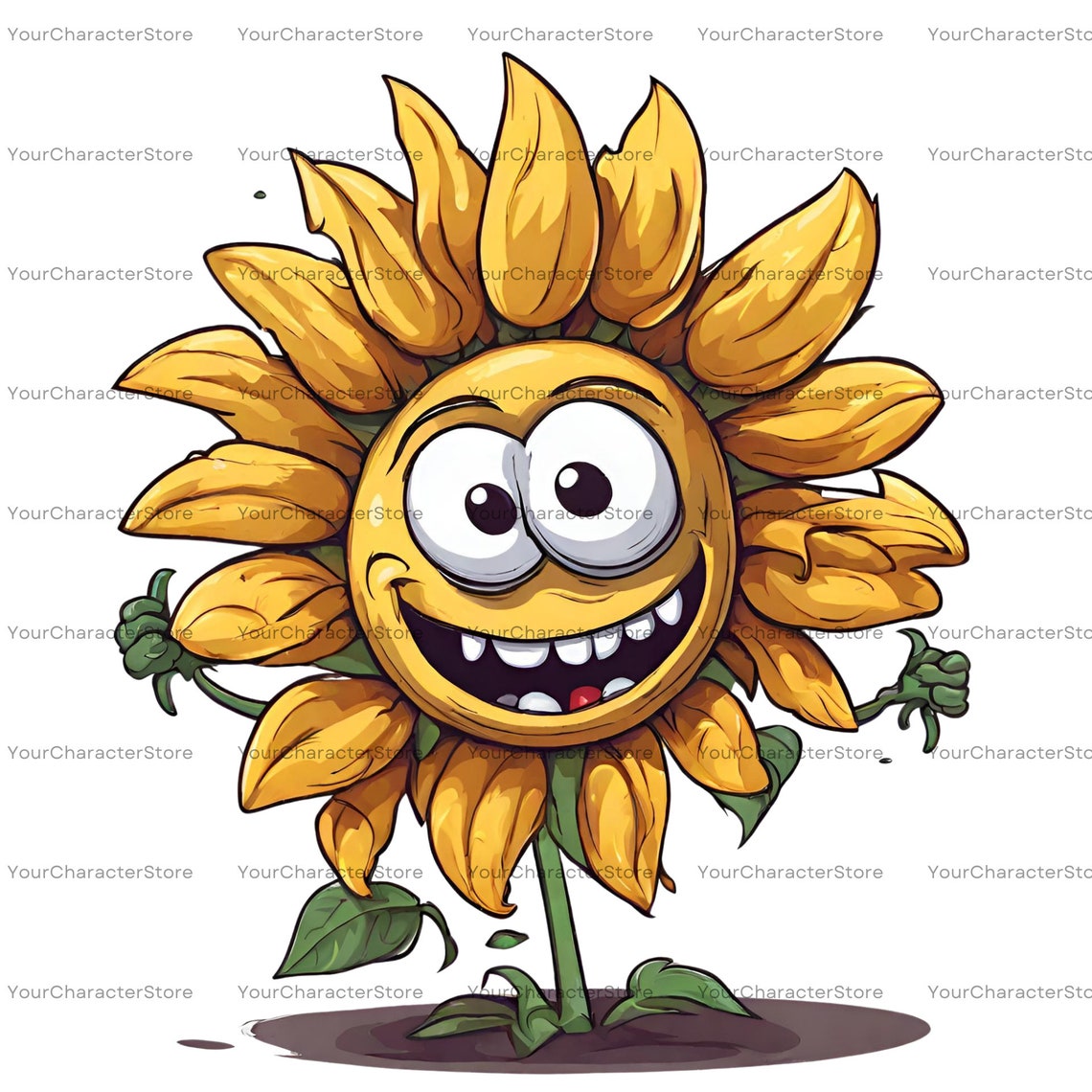 Angry Sunflower Character PNG Jpg | Halloween PNG Jpg | Flower Clipart ...