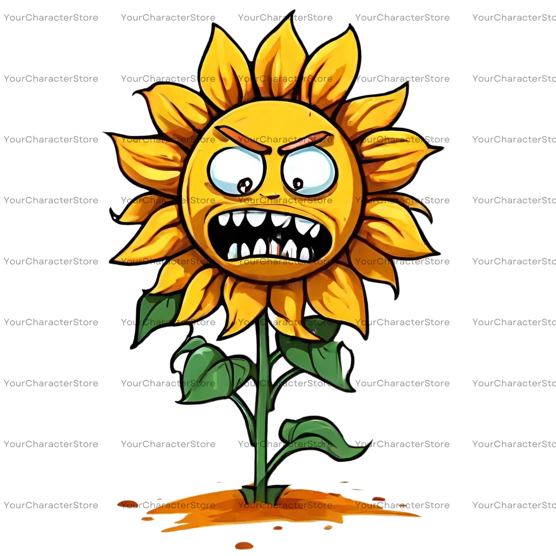 Angry Sunflower Character PNG Jpg | Halloween PNG Jpg | Flower Clipart | Sunflower PNG Jpg ...