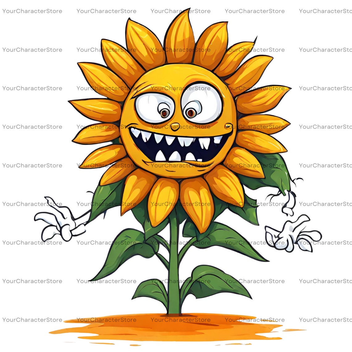 Angry Sunflower Character PNG Jpg Halloween PNG Jpg Flower Clipart ...