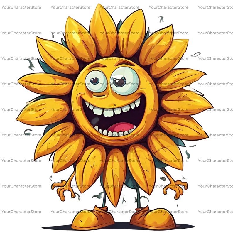 Angry Sunflower Character PNG Jpg Halloween PNG Jpg Flower Clipart ...