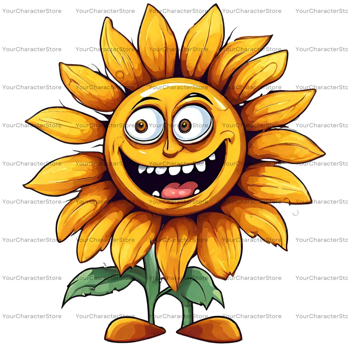 Angry Sunflower Character PNG Jpg | Halloween PNG Jpg | Flower Clipart ...