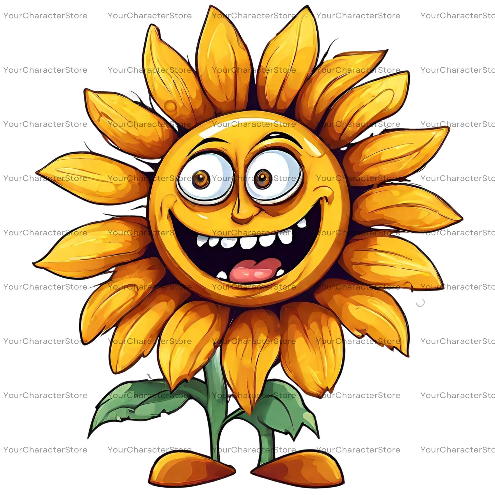 Angry Sunflower Character PNG Jpg Halloween PNG Jpg Flower Clipart ...