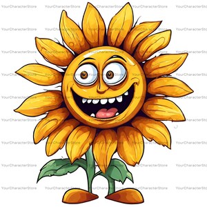 Angry Sunflower Character PNG Jpg | Halloween PNG Jpg | Flower Clipart ...